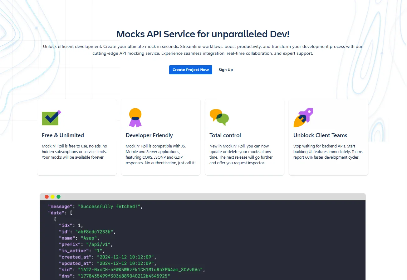 Mock N' Roll: Mock API Service for unparalleled Dev!